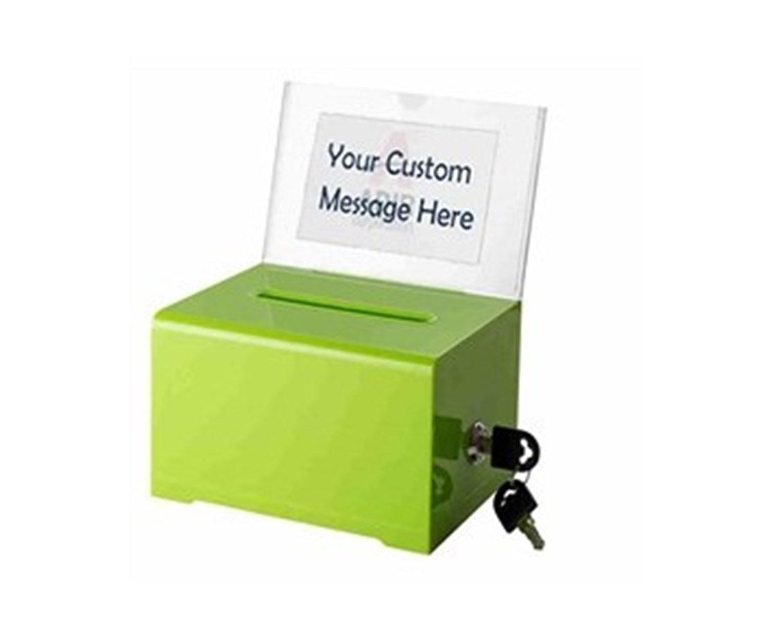 Acrylic Suggestion Box - Bottom Panel Lock - Green — Tiger Medical