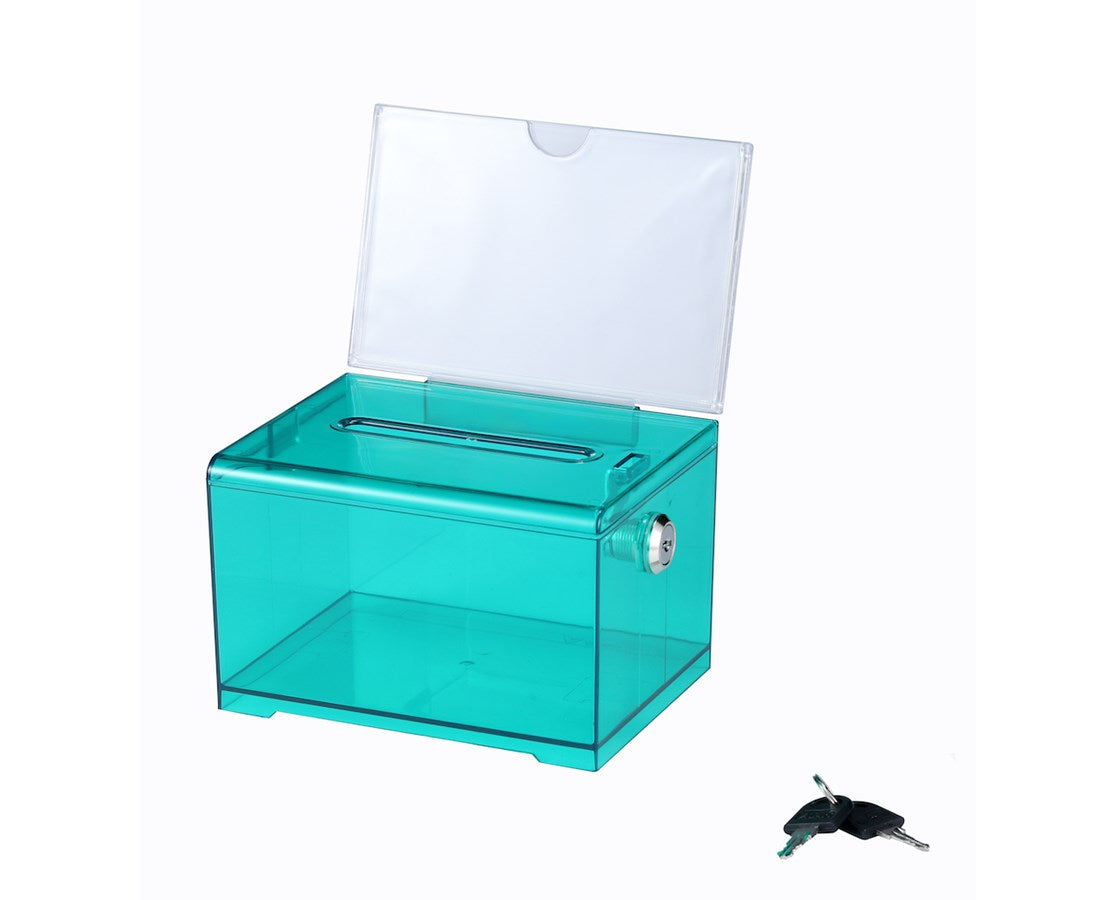 Acrylic Suggestion Box - Top Panel Lock - Crystal Green — Tiger Medical