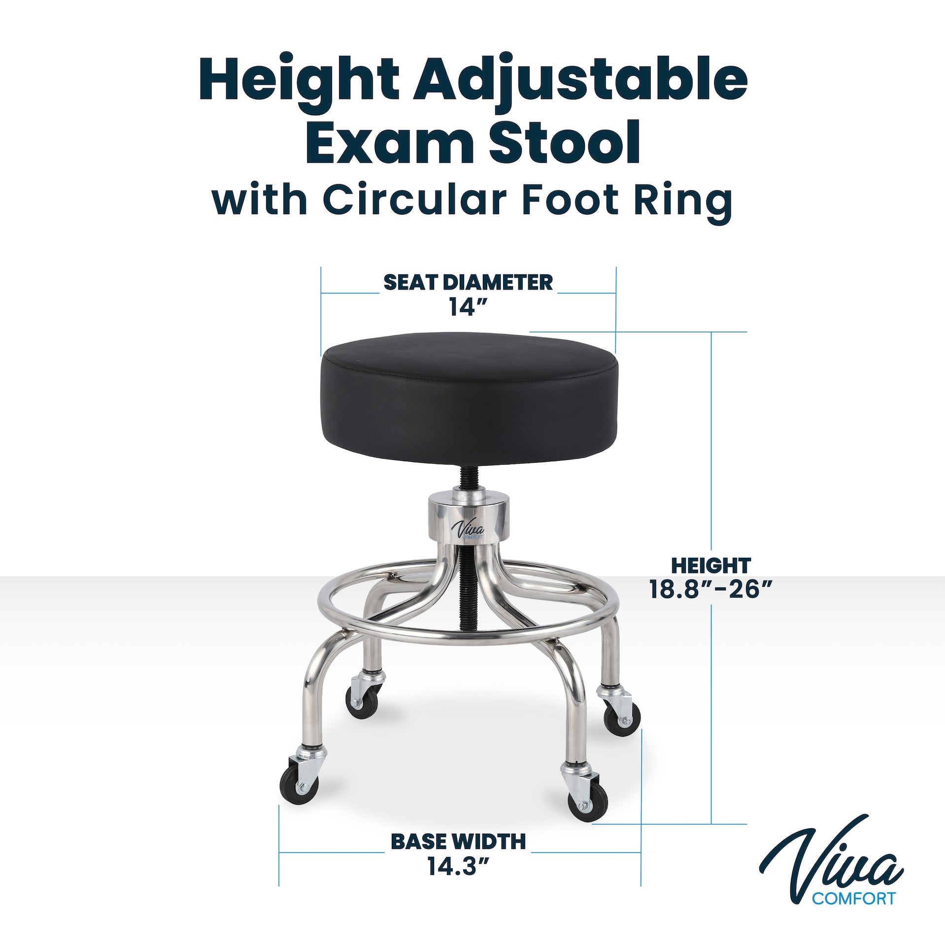 Viva Comfort Height Adjustable Exam Stool w/ Circular Foot Ring. Save ...
