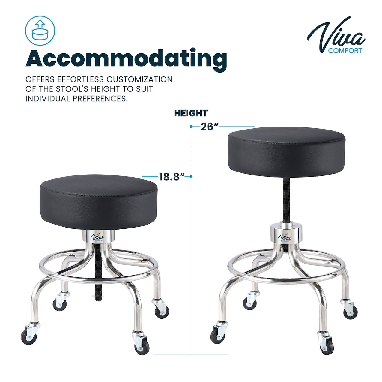Viva Comfort Height Adjustable Exam Stool w/ Circular Foot Ring. Save ...