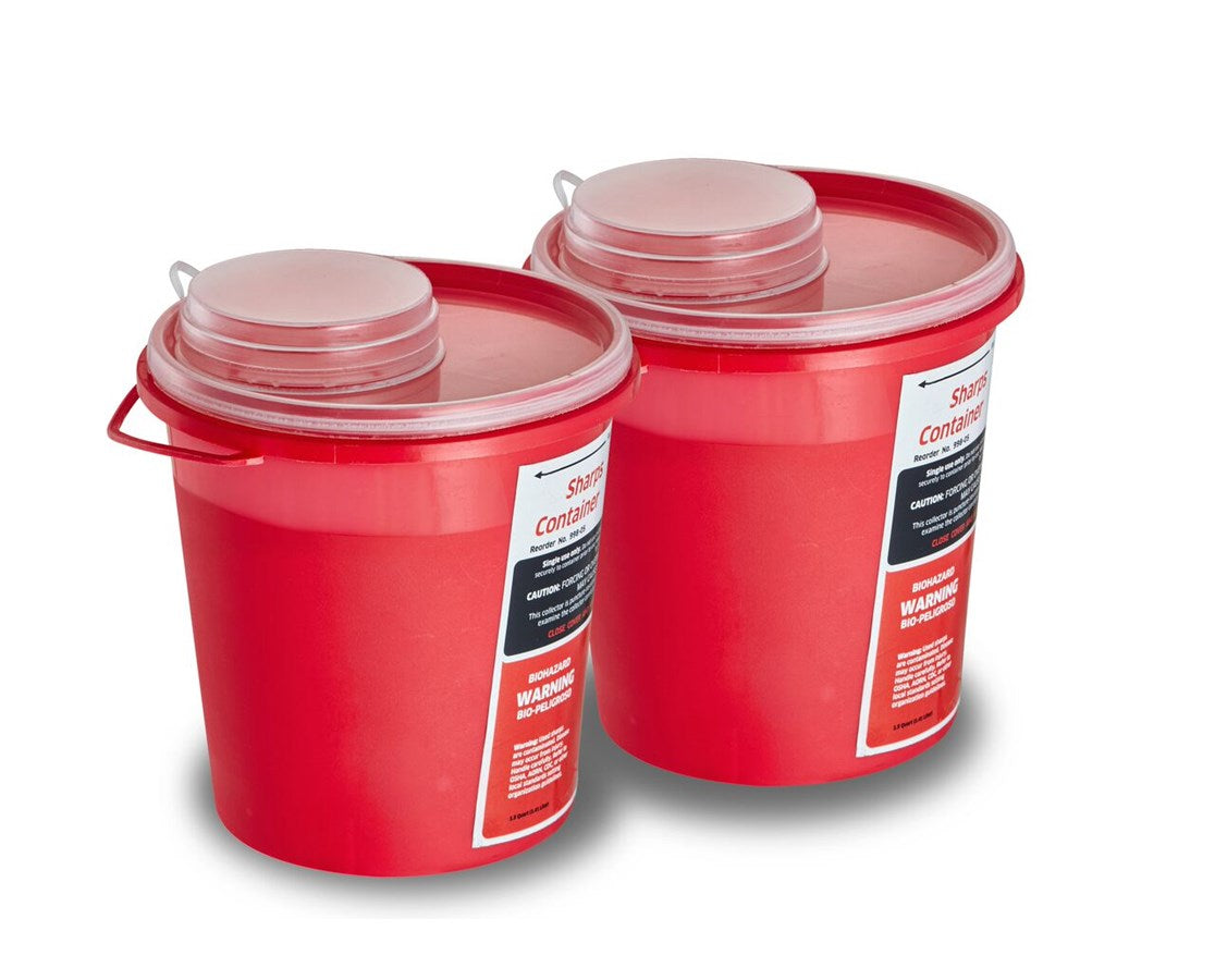 Biohazard Sharps Disposal Container, 1.5 Quart - Round-Shaped - 2 Pack ...