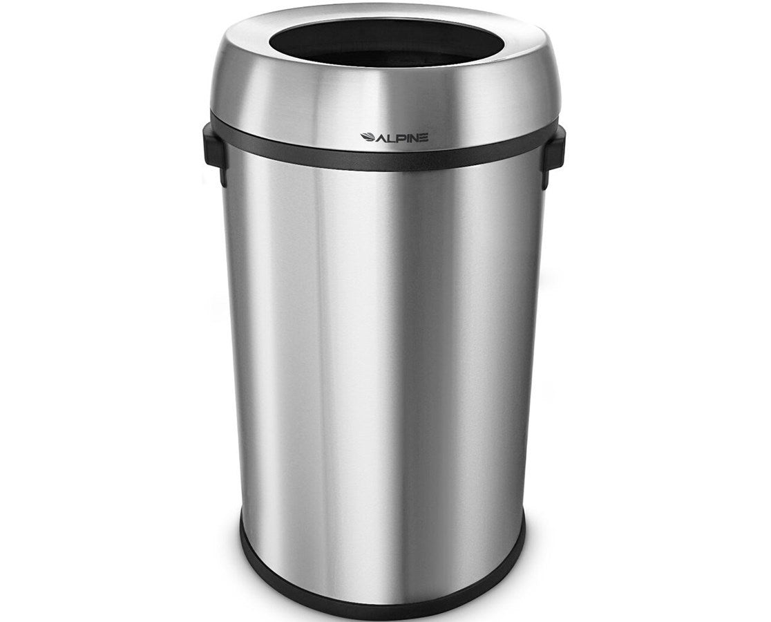 Alpine 17-Gallon Stainless Steel Open-Top Indoor Trash Receptacle ...