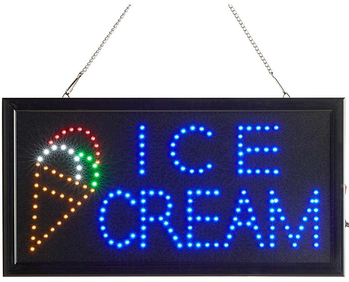 19" x 10" LED Rectangular Ice Cream Sign with Two Display Modes — Tiger ...