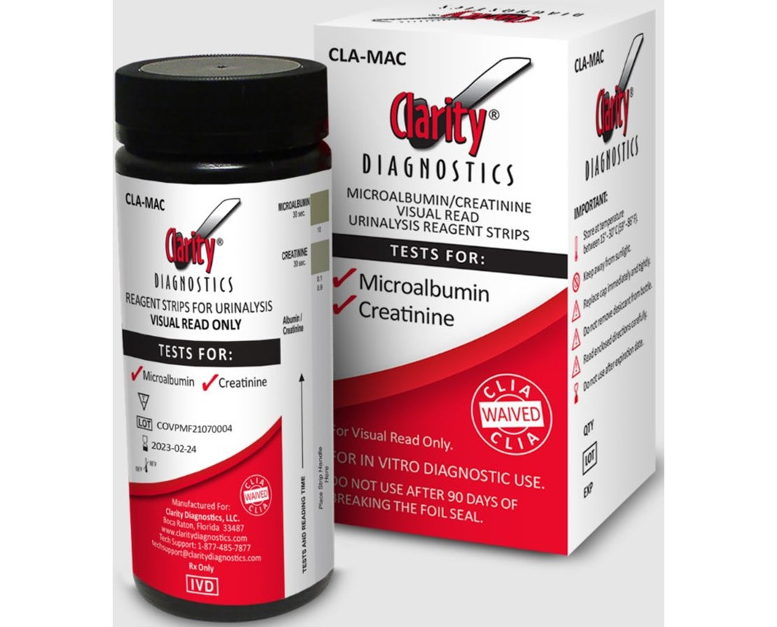 Clarity Platinum 10 Microalbumin / Creatinine Urine Test Strips - 25/Cs ...