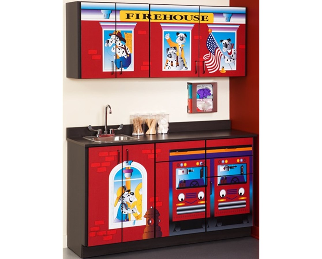 61"W Pediatric Base & Wall Cabinet Package. Fun, Firehouse — Tiger Medical