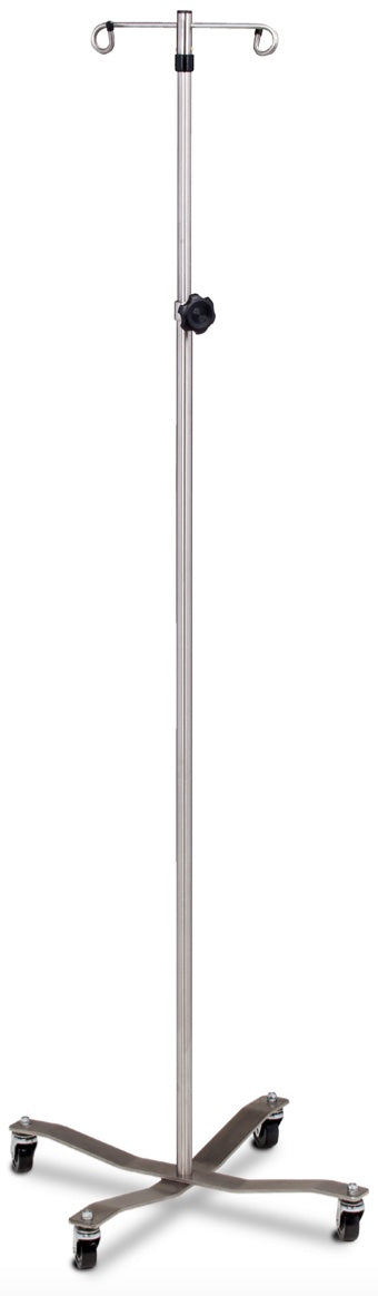 Stainless Steel IV Pole with Detachable Top 2-Hooks — Tiger Medical