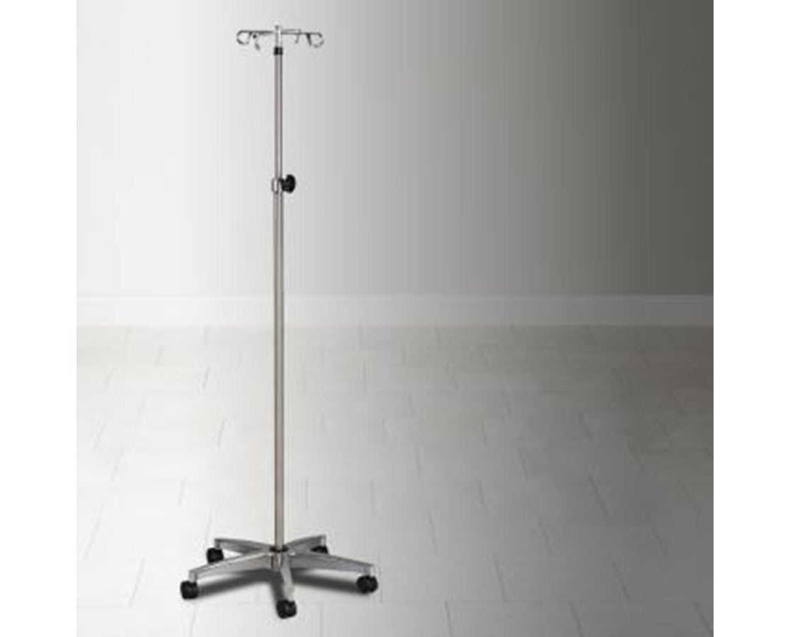 Stainless Steel Five Leg IV Pole, 4-Hooks — Tiger Medical