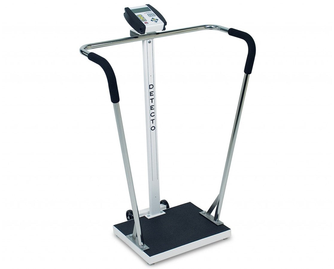 Waist-High Bariatric Stand-On Handrail Scale w/ Bluetooth, Wifi & AC A ...