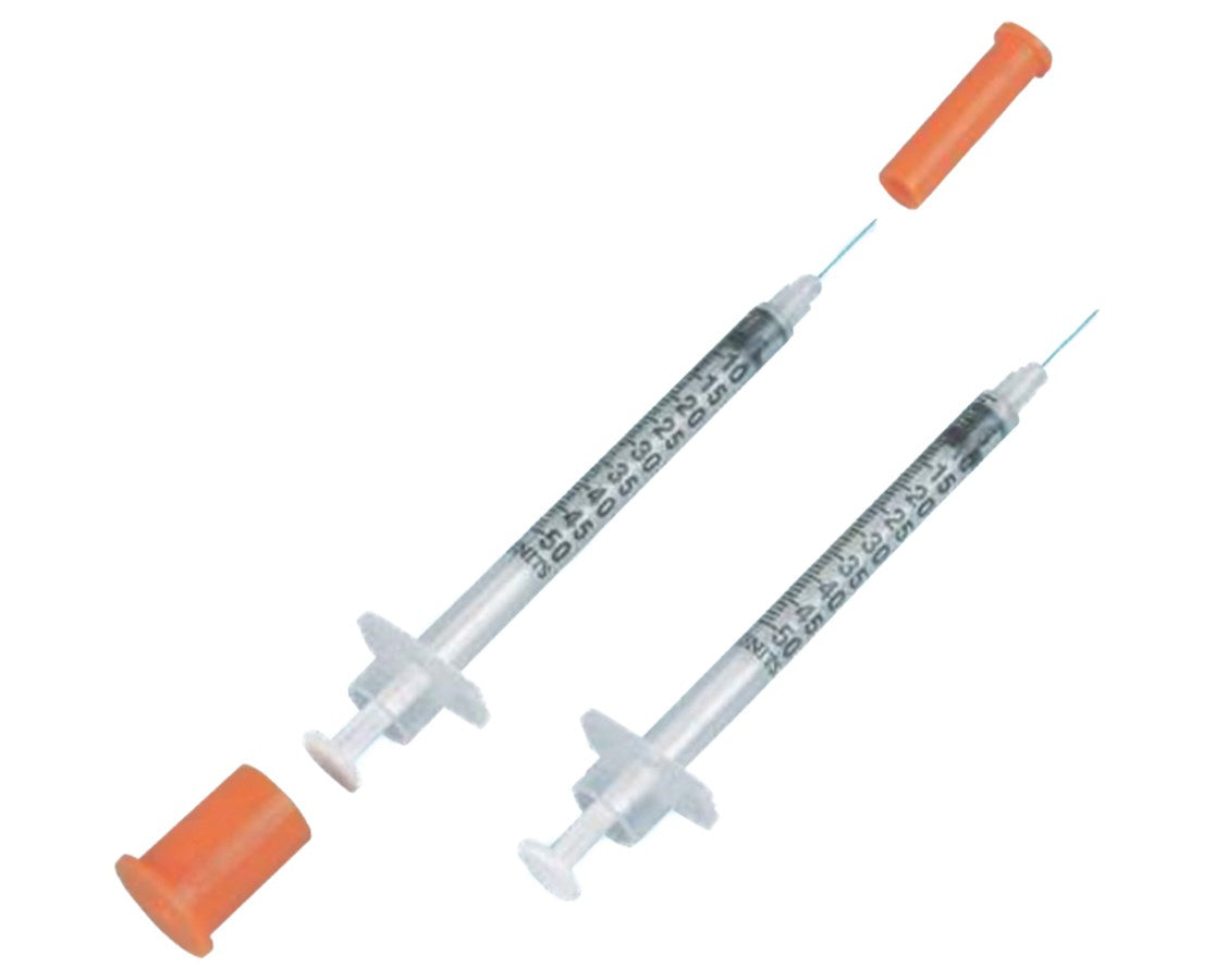 1/2cc Lo-Dose Insulin Syringe with Permanent Needle, U-100 29G x 1/2 ...