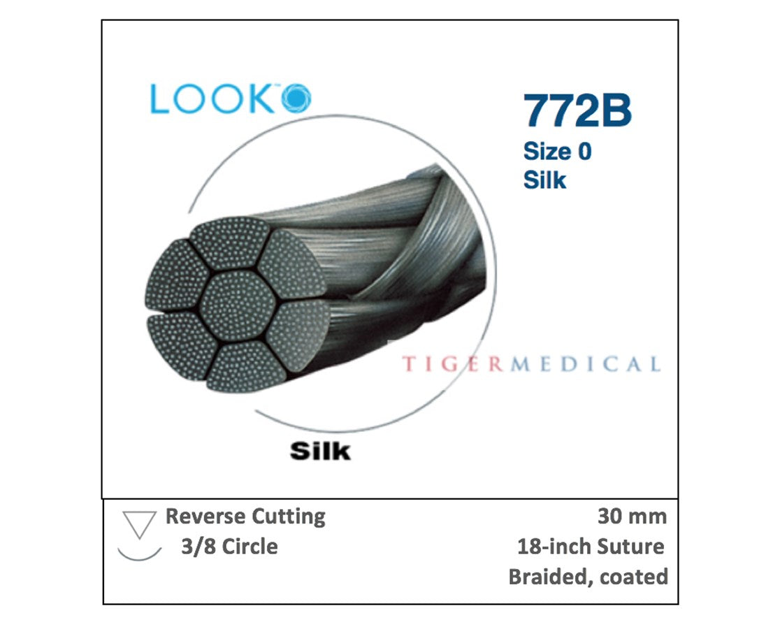 Silk Non-Absorbable Sutures w/ Reverse Cutting Needles, 3/8 Circle, Si ...