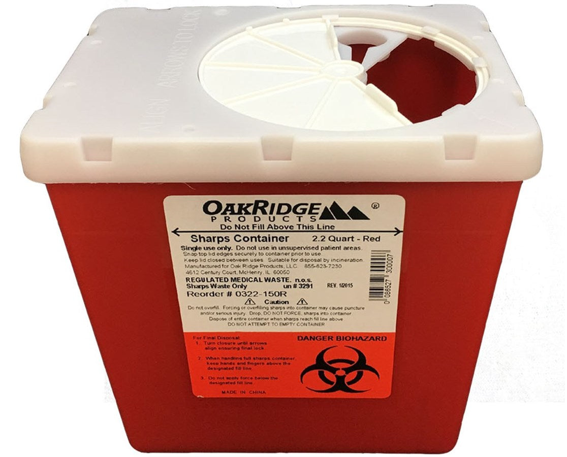 Oak Ridge 2.2 Qt. Phlebotomy Sharps Disposal Container w/ Rotary Lid ...