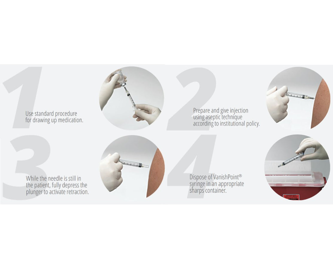 Retractable Technologies VanishPoint Tray - 1mL Allergy Syringe w/ 27G ...